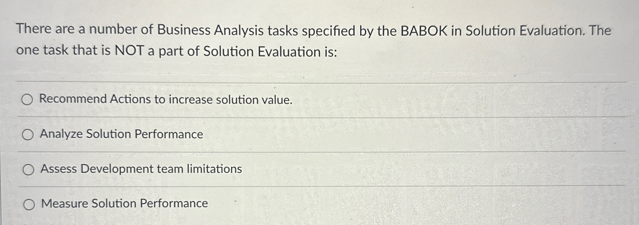 Solved There are a number of Business Analysis tasks | Chegg.com