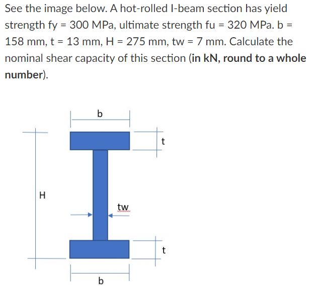 Solved See the image below. A hot-rolled I-beam section has | Chegg.com