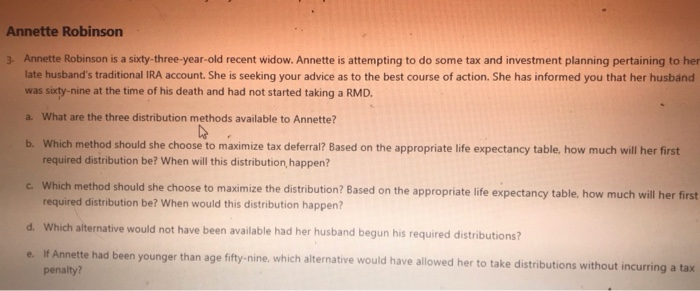 Annette Robinson 3. Annette Robinson is a | Chegg.com