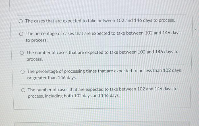Solved The processing times for cases at a certain office | Chegg.com
