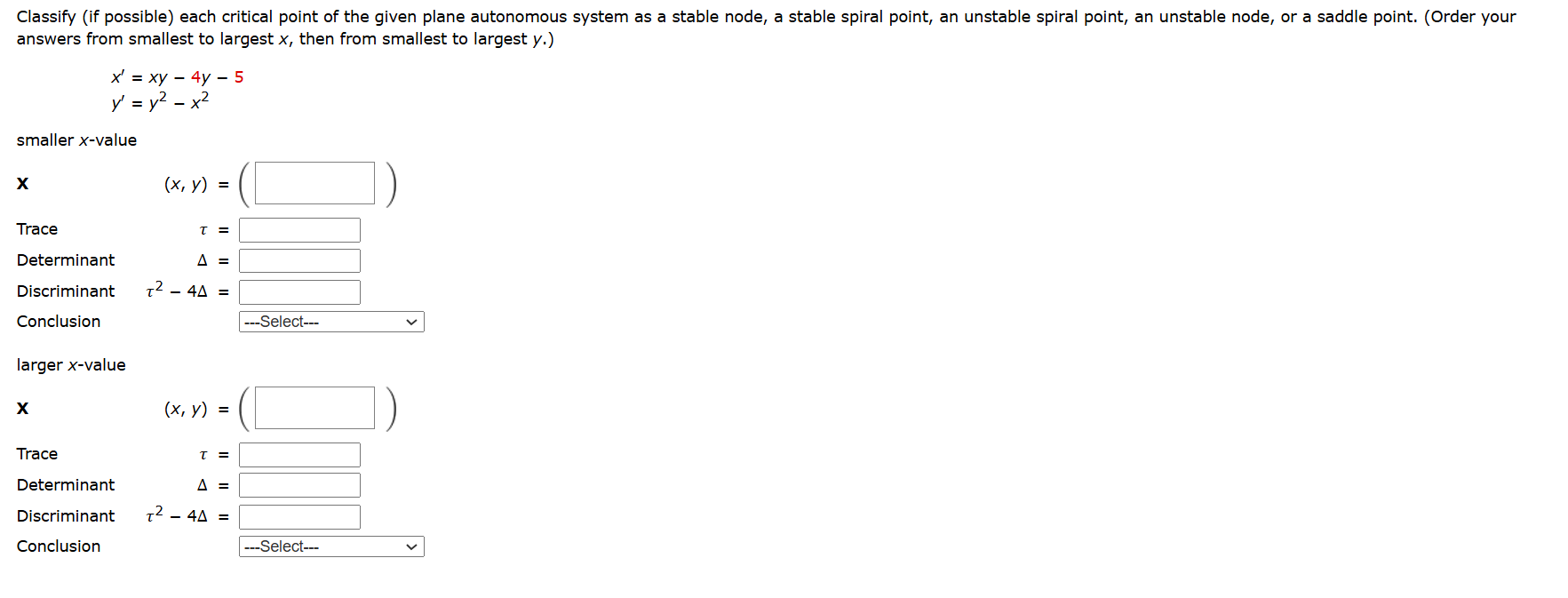 Solved Classify (if ﻿possible) ﻿each critical point of ﻿the | Chegg.com