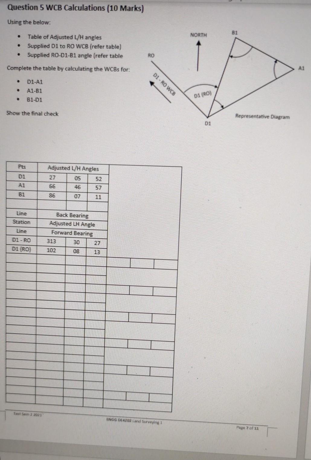 Solved Question 5 WCB Calculations (10 Marks) Using the | Chegg.com