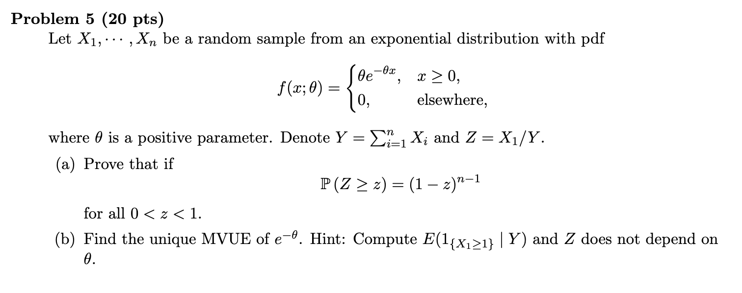 Solved Problem 5 (20 pts)Let x1,cdots,xn be a random sample | Chegg.com Solved Problem 5 (20 pts)Let x1,cdots,xn be a random sample | Chegg.com