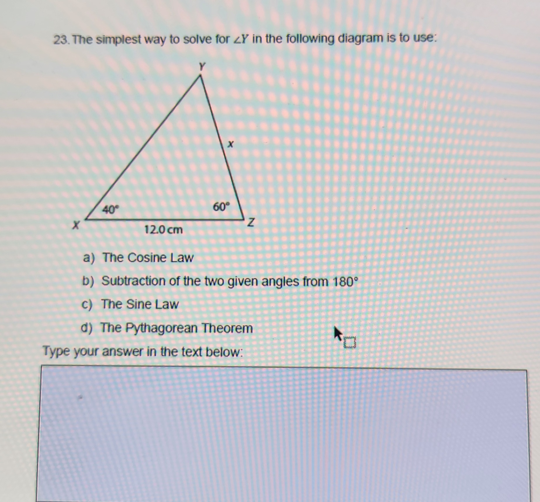 Solved The simplest way to solve for ??Y ﻿in the following | Chegg.com