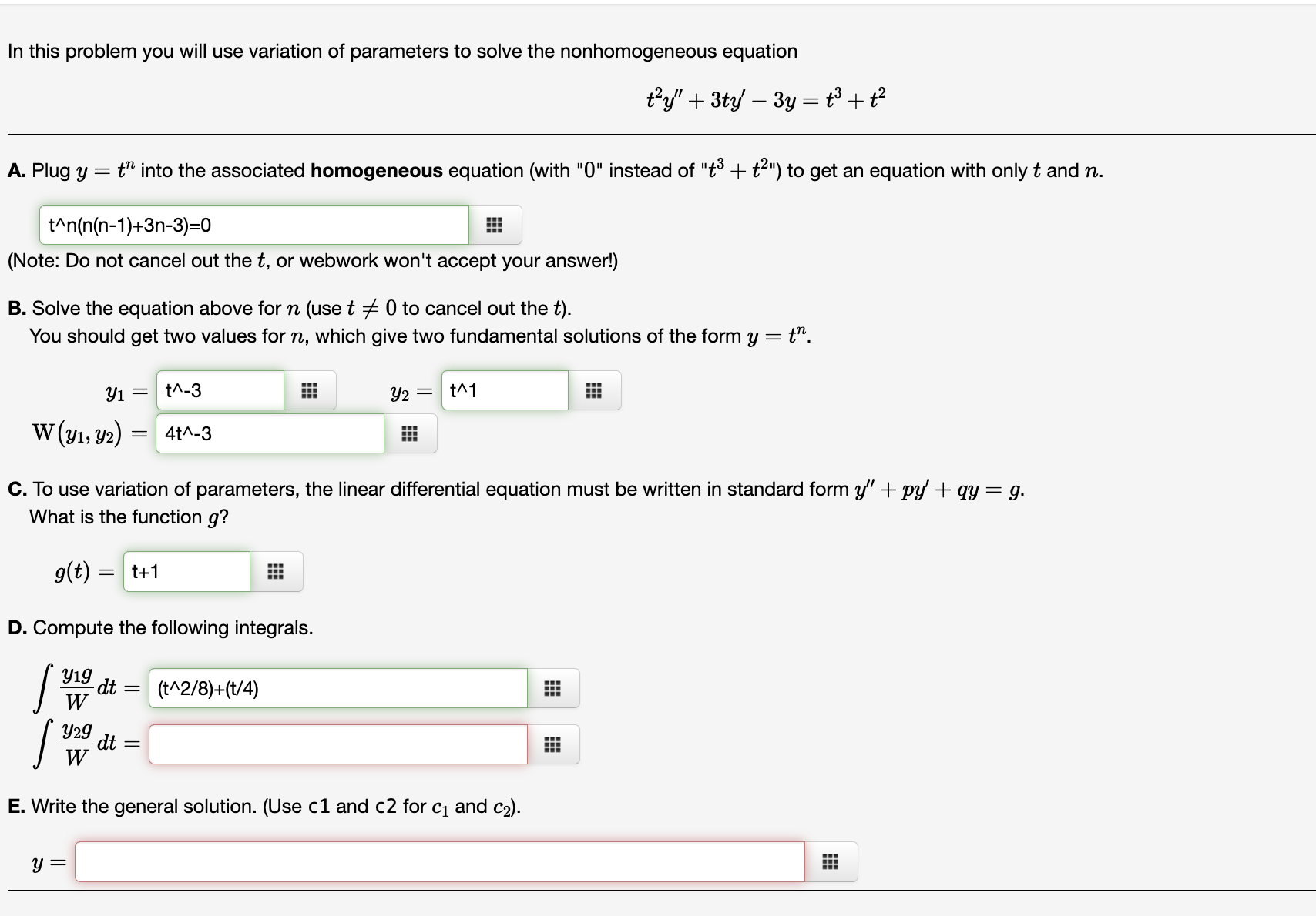 Solved In this problem you will use variation of parameters | Chegg.com