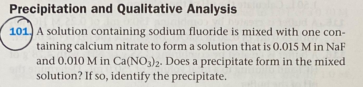 Solved Precipitation and Qualitative Analysis101. ﻿A | Chegg.com