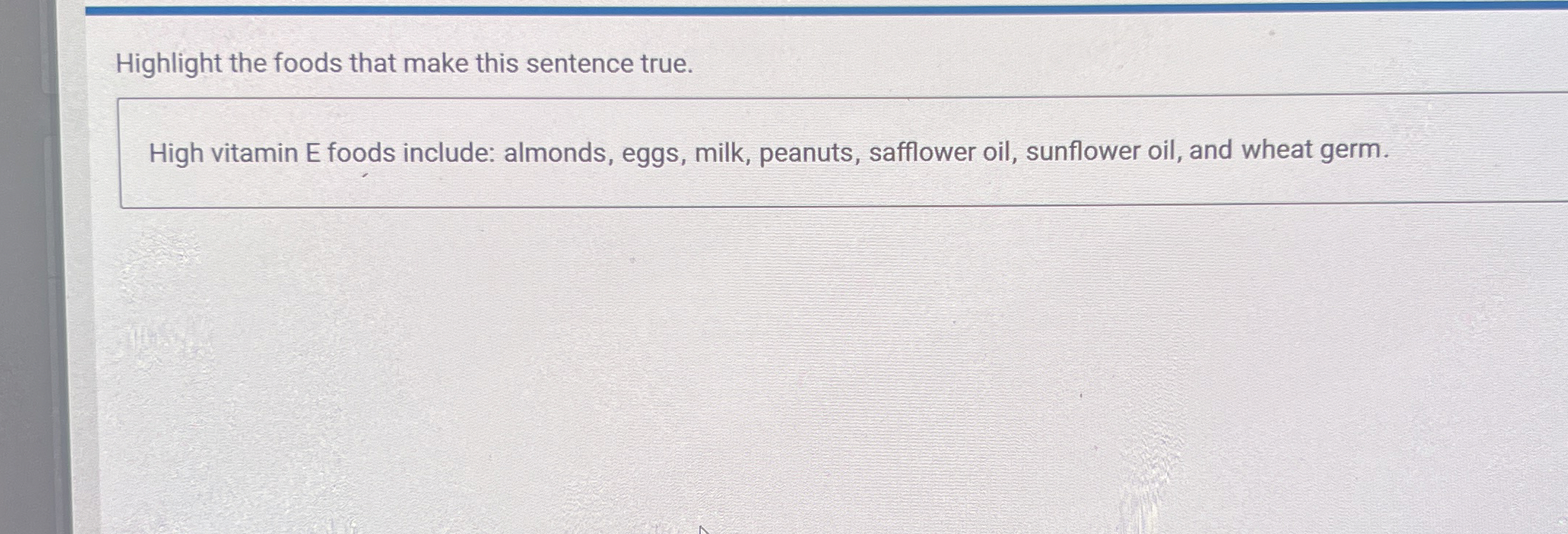 Solved Highlight the foods that make this sentence true.High | Chegg.com