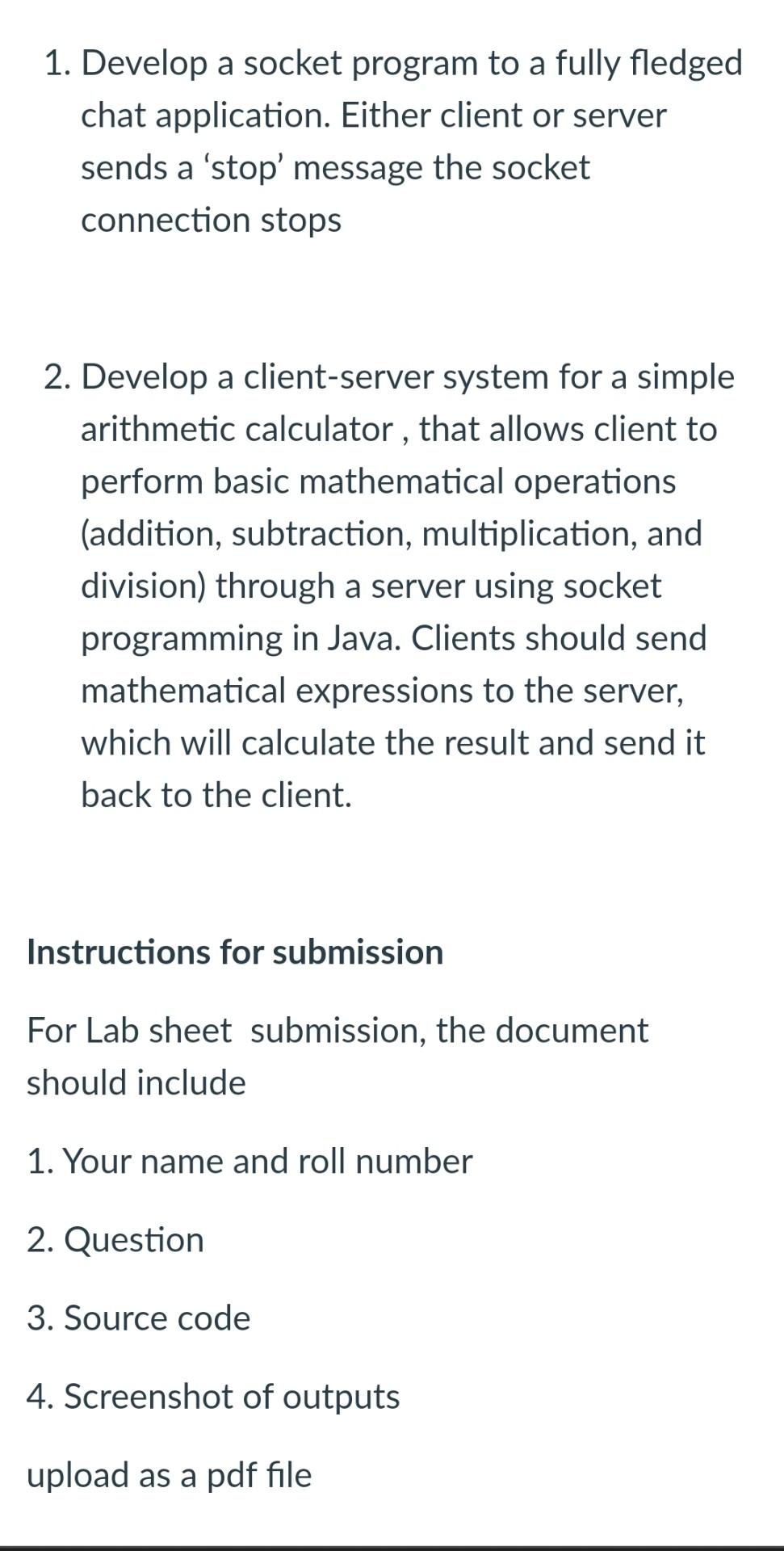 Solved Develop a socket program to a fully fledged chat | Chegg.com