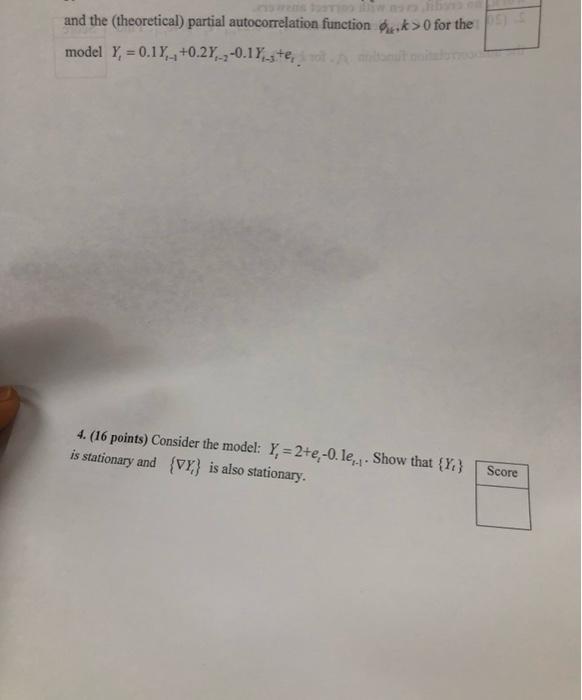 Solved and the theoretical) partial autocorrelation function | Chegg.com