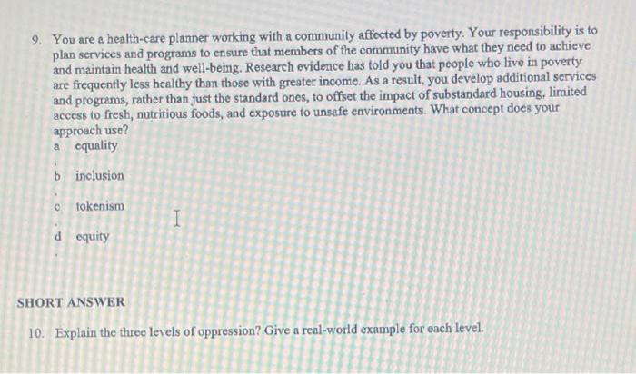 a races MULTIPLE CHOICE 1. Which of the following | Chegg.com