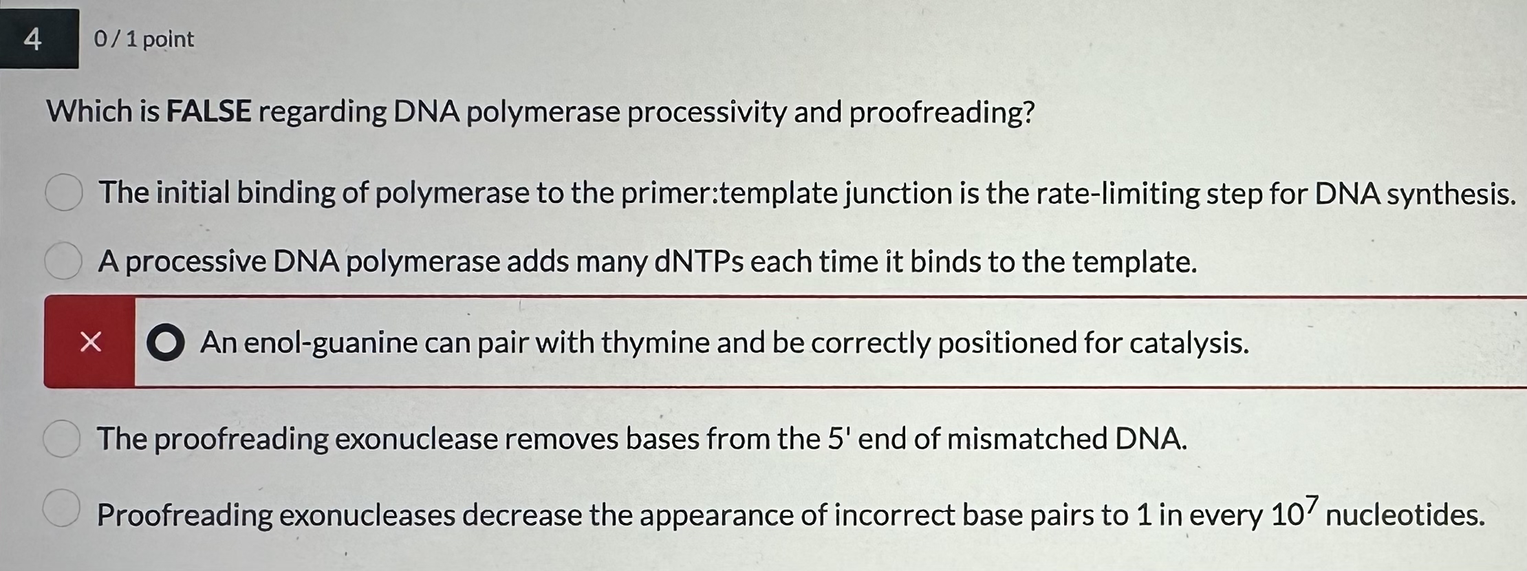 Solved 40/1 ﻿pointWhich is FALSE regarding DNA polymerase | Chegg.com