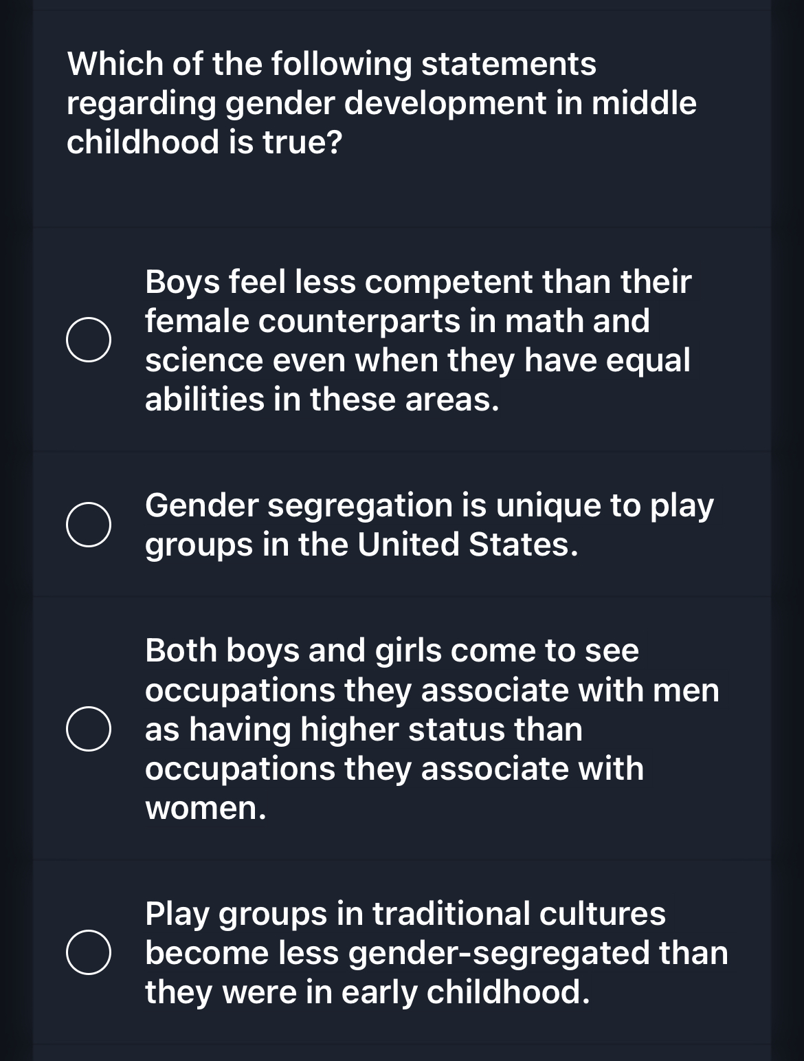 Solved Which of the following statements regarding gender | Chegg.com