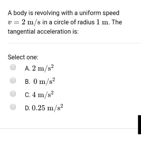 Solved A body is revolving with a uniform speed v= 2 m/s in | Chegg.com