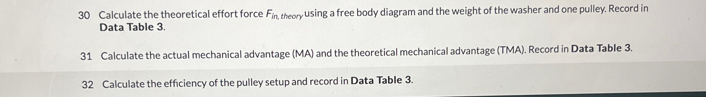 30 ﻿Calculate the theoretical effort force | Chegg.com
