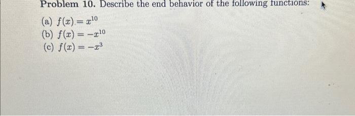 Solved Problem 10. Describe the end behavior of the | Chegg.com
