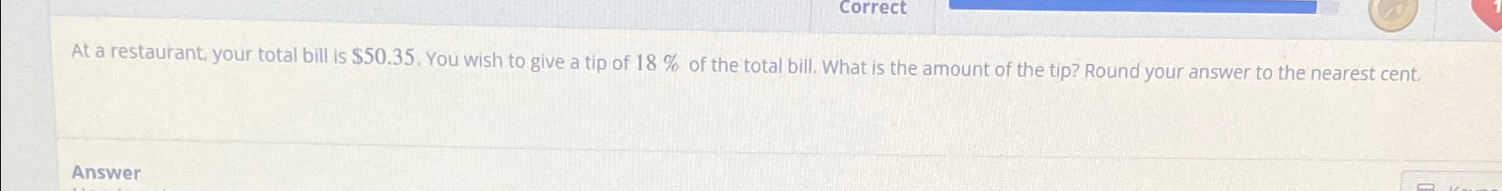 Solved At a restaurant, your total bill is $50.35. ﻿You wish | Chegg.com