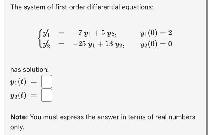 Solved The system of first order differential equations: | Chegg.com