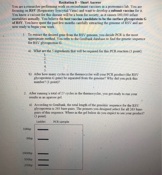 Solved Recitation 8 - Short Answer You are a researcher | Chegg.com
