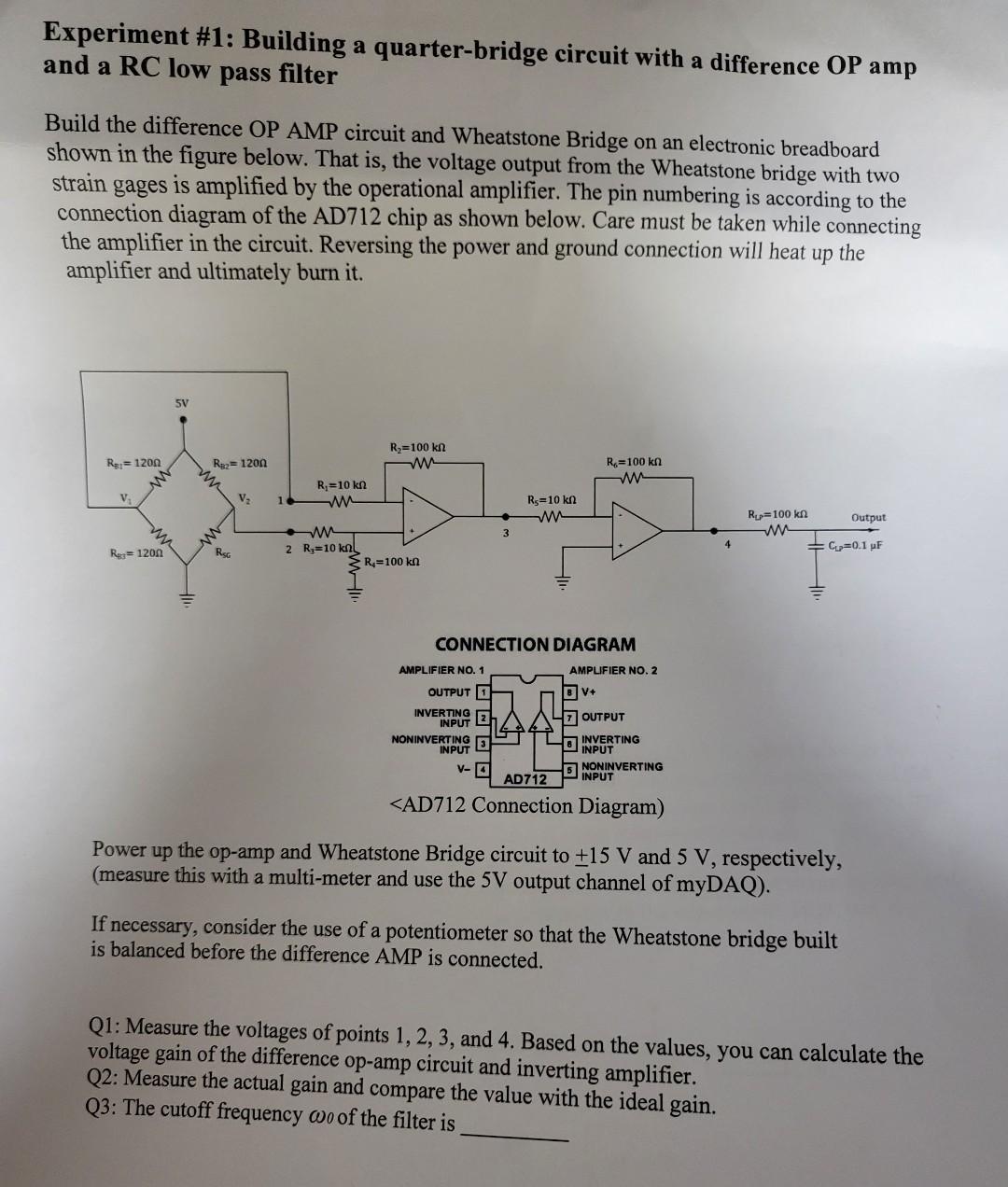 Solved Experiment \#1: Building a quarter-bridge circuit | Chegg.com