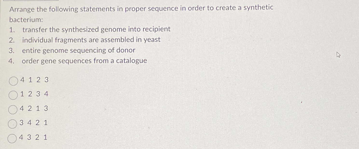 Solved Arrange the following statements in proper sequence | Chegg.com