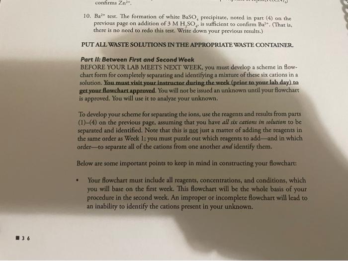 Solved 10. Ba2+ test. The formation of white BaSO4 | Chegg.com