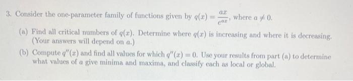 Solved 3. Consider the one-parameter family of functions | Chegg.com
