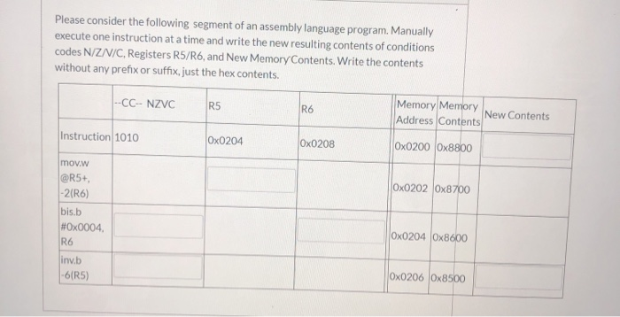 Solved Please consider the following segment of an assembly | Chegg.com