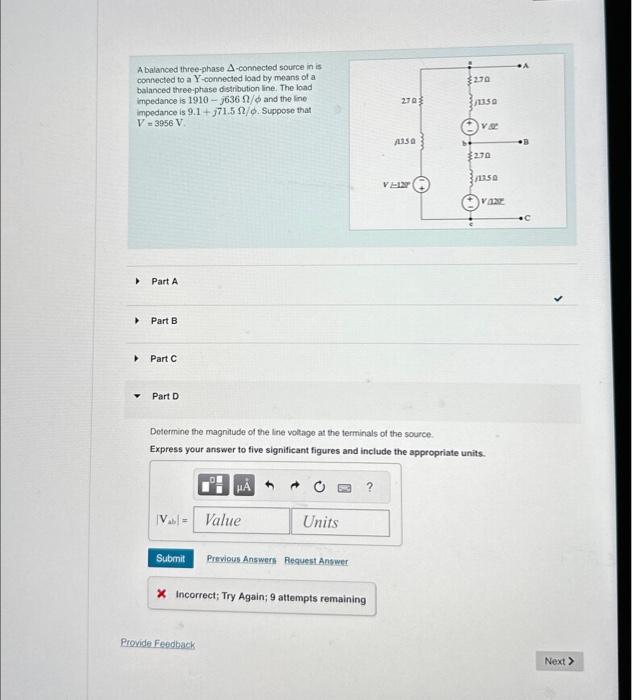 Solved A balanced three-phase A-connected source in is | Chegg.com