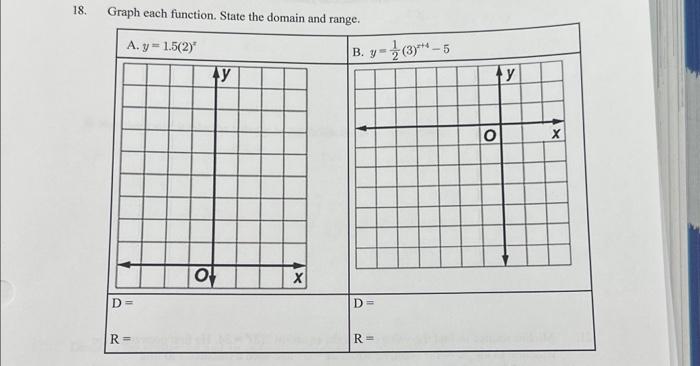 Solved 18. Graph each function. State the domain and range. | Chegg.com