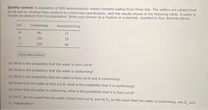Solved Quality control: A population of 608 semiconductor | Chegg.com