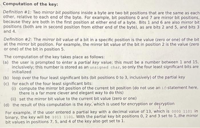 Solved Computation of the key: Definition #1: Two mirror bit | Chegg.com