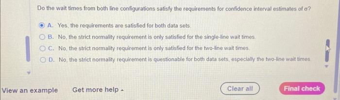 Refer to the accompanying data set on wait times from | Chegg.com