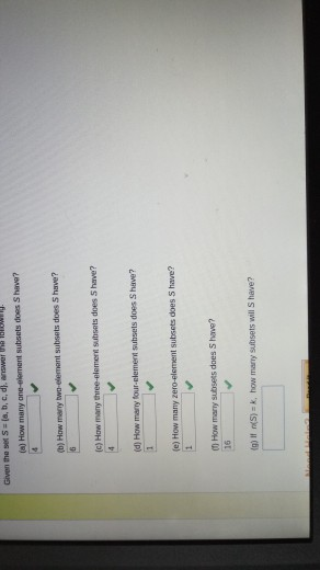 Solved Given the set S = (a, b, c, d), answer the (a) How | Chegg.com