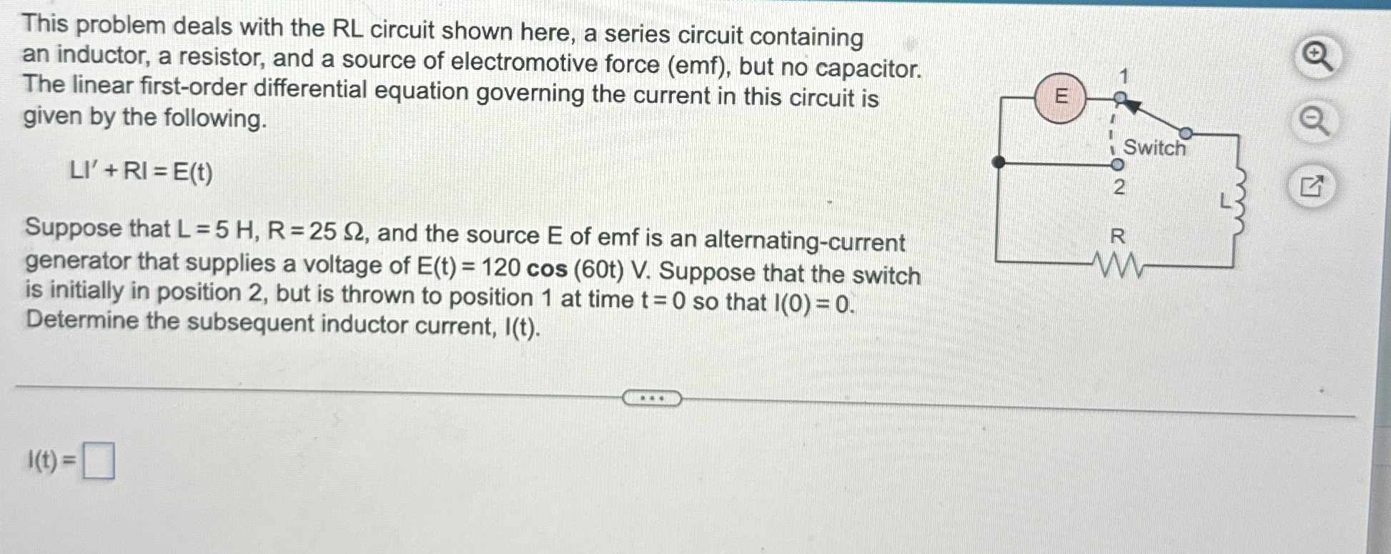 Solved This problem deals with the RL circuit shown here, a | Chegg.com