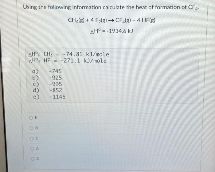 Solved Using the following information calculate the heat of | Chegg.com