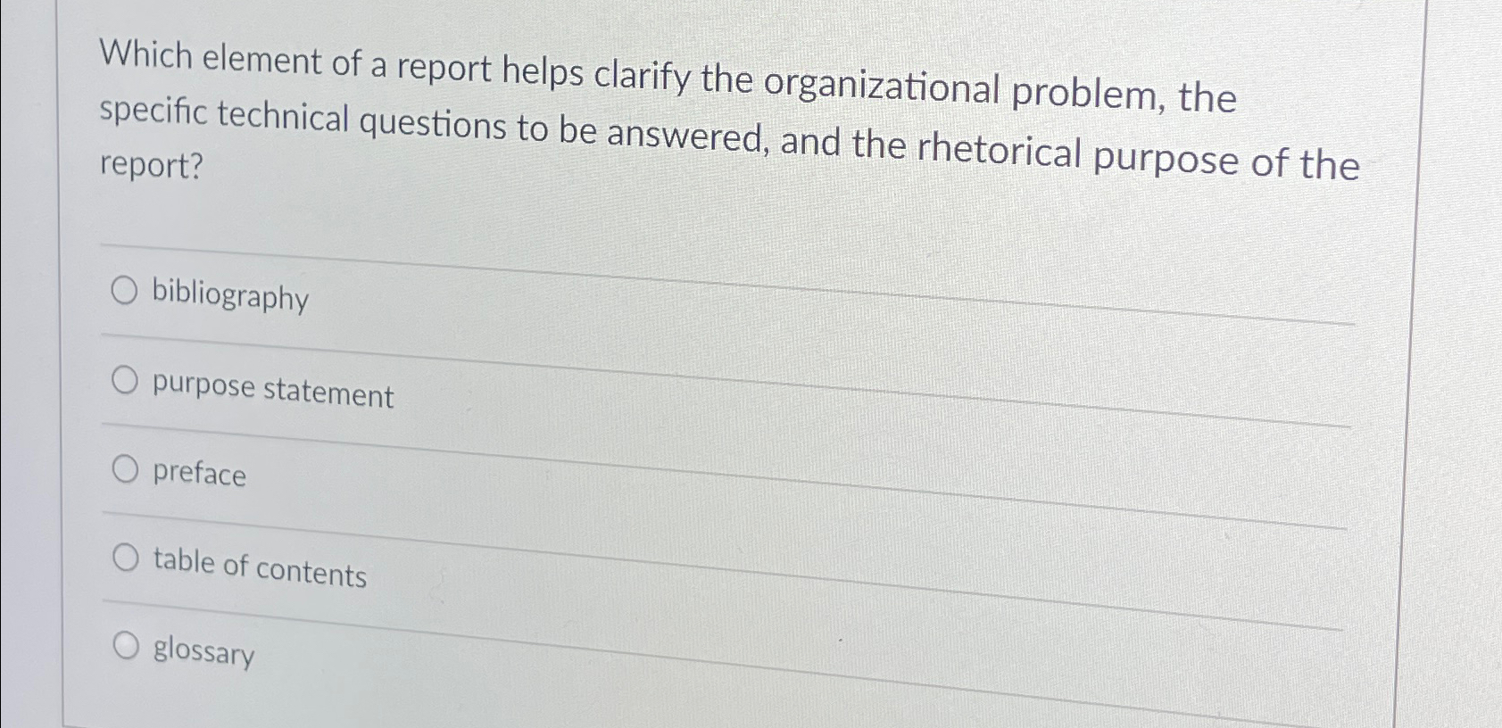 Solved Which element of a report helps clarify the | Chegg.com