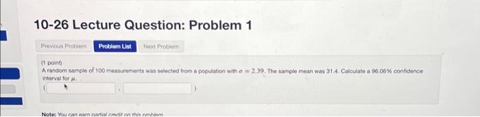 Solved 10-26 Lecture Question: Problem 1 Previous Problem | Chegg.com Solved 10-26 Lecture Question: Problem 1 Previous Problem | Chegg.com