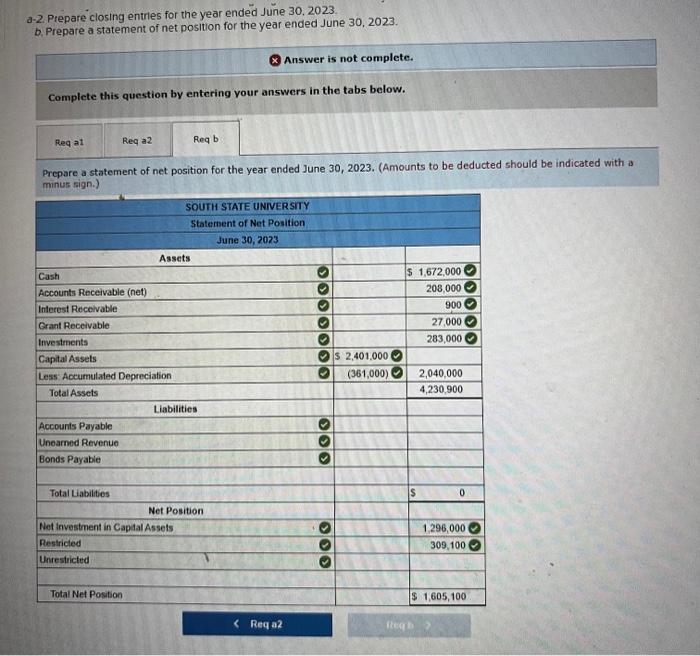 Solved i just need the answers to statement of net position | Chegg.com