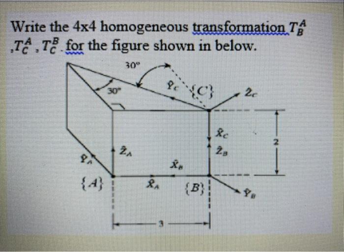 Solved Write the 4x4 homogeneous transformation TA ,TA.T for | Chegg.com