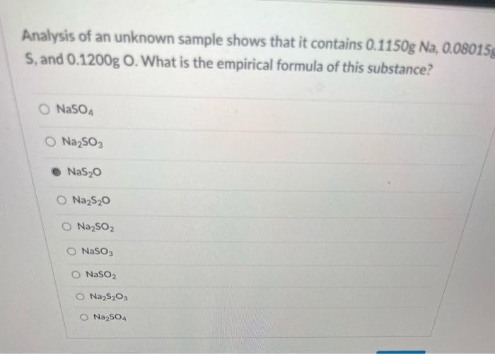 Solved Analysis of an unknown sample shows that it contains | Chegg.com