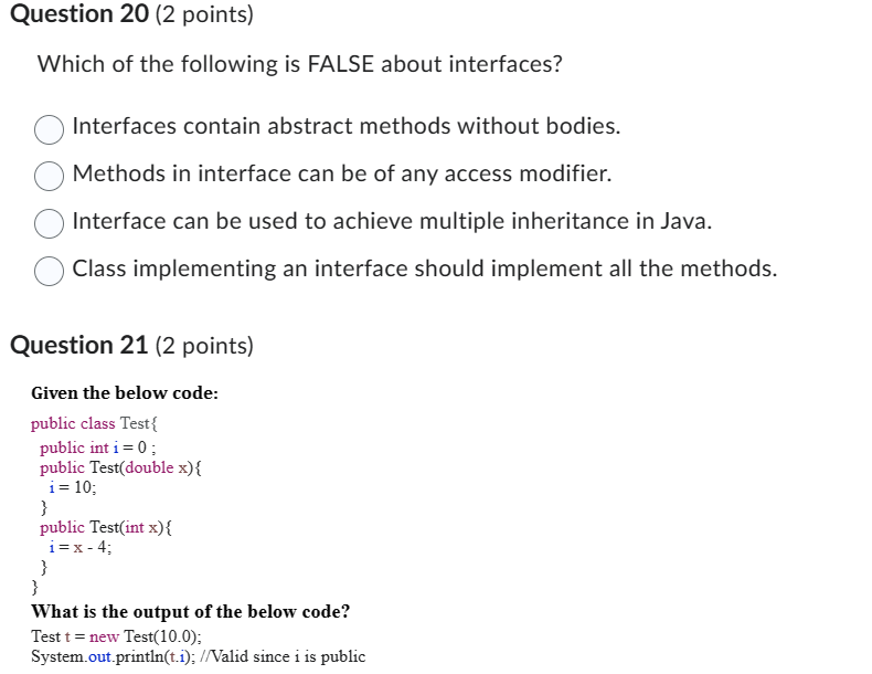 Solved Question 20 (2 ﻿points)Which of the following is | Chegg.com