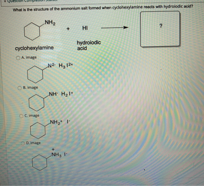 Solved What is the structure of the ammonium salt formed | Chegg.com