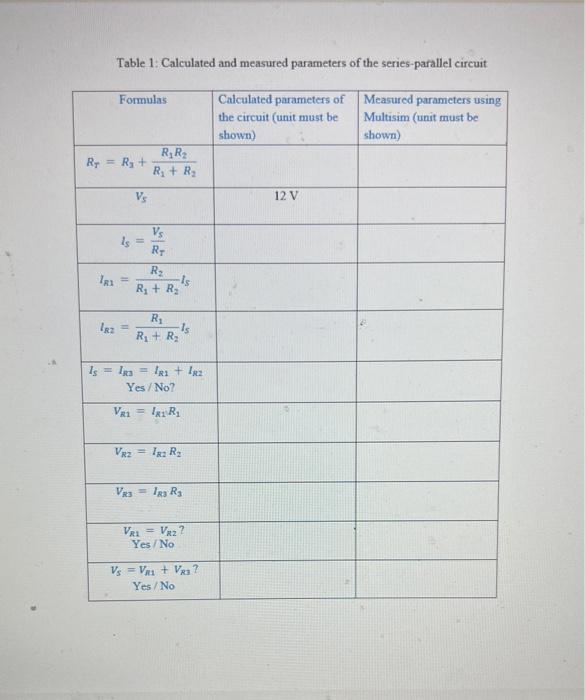 Solved Part 1: Calculating the Circuit Parameters in a | Chegg.com