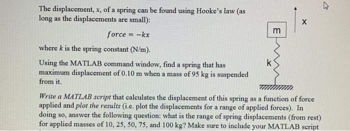 Solved х E The displacement, x, of a spring can be found | Chegg.com
