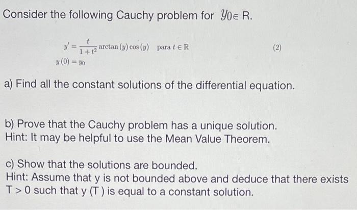 Solved Consider the following Cauchy problem for y0∈R. | Chegg.com
