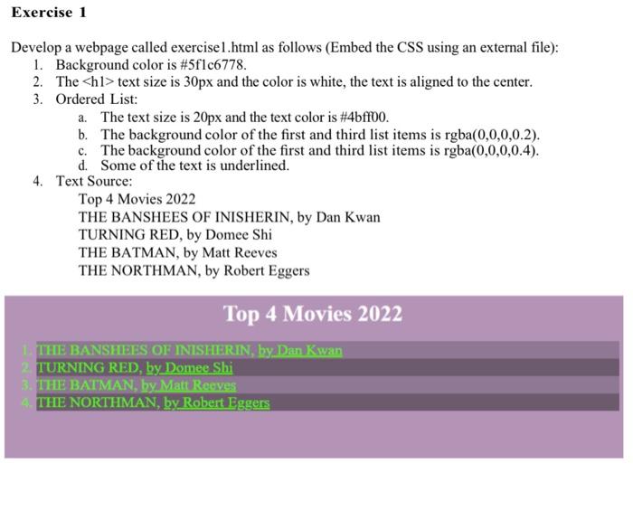 Solved Develop a webpage called exercisel.html as follows | Chegg.com