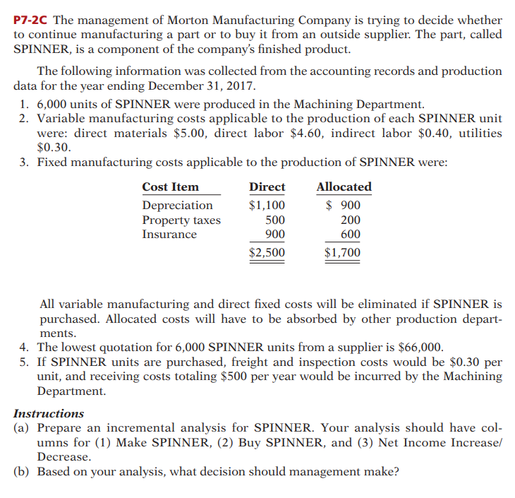 Solved P7-2C The management of Morton Manufacturing Company | Chegg.com