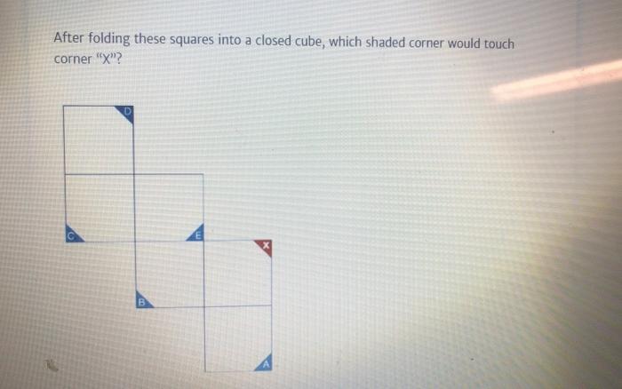 Solved After folding these squares into a closed cube, which | Chegg.com