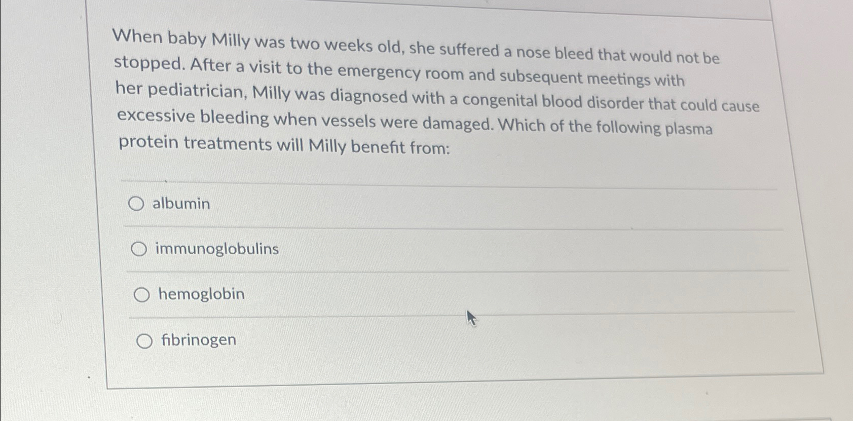 Solved When baby Milly was two weeks old, she suffered a | Chegg.com