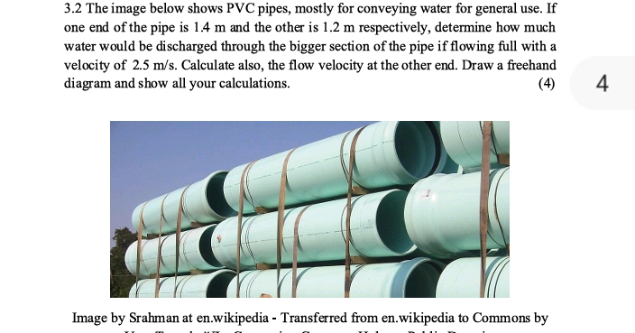 Solved 3.2 ﻿The image below shows PVC pipes, mostly for | Chegg.com